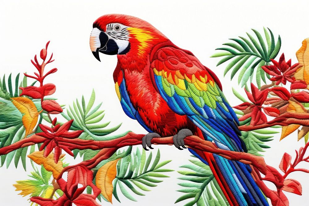 Parrot embroidery style pattern animal | Premium Photo - rawpixel