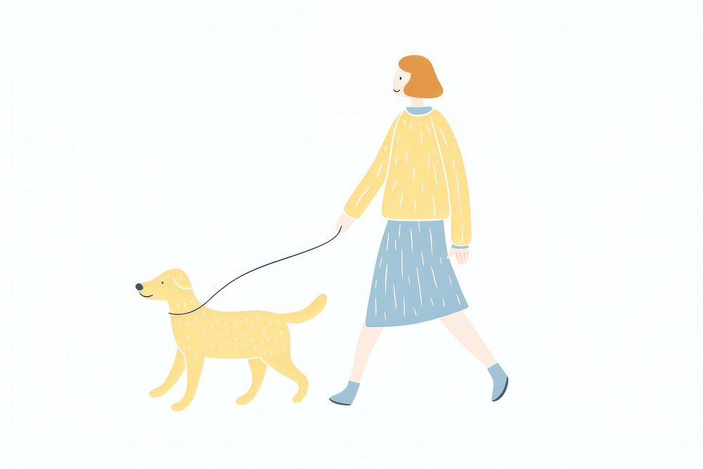 Doodle illustration women dog walking | Premium Photo Illustration ...