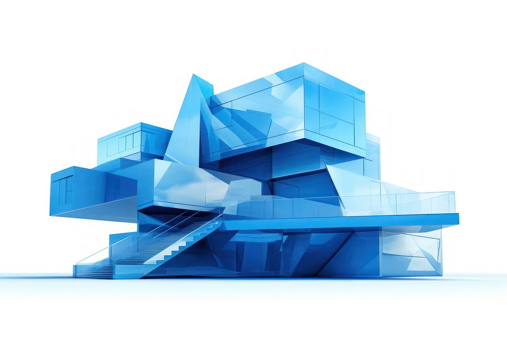Blue building architecture diagram white | Premium Photo Illustration ...