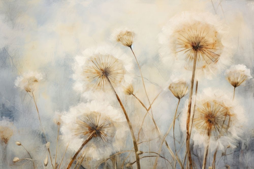 Dandelions backgrounds painting flower | Premium Photo Illustration ...
