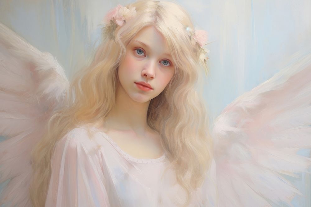 Angel standing portrait painting contemplation. | Free Photo ...