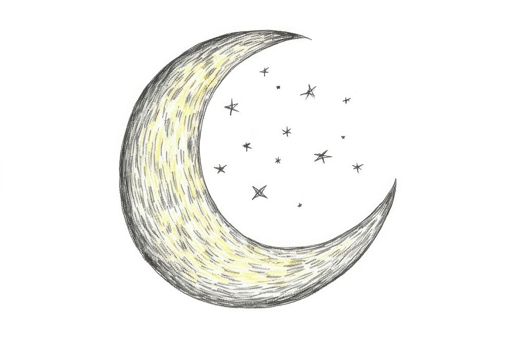 Yellow half moon drawing sketch | Free Photo Illustration - rawpixel