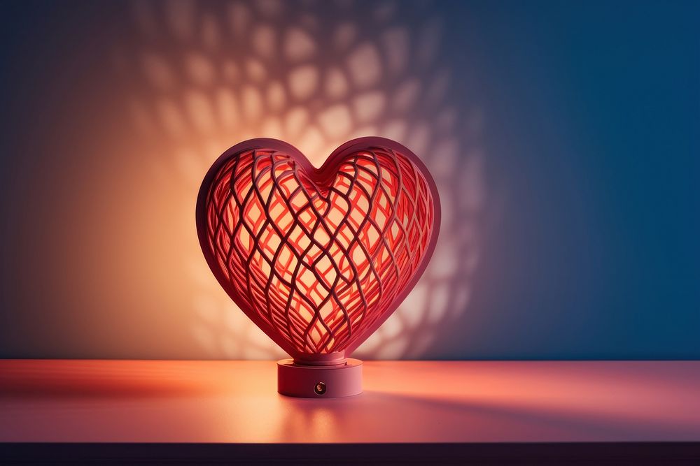 Heart shaped lamp light illuminated | Premium Photo - rawpixel