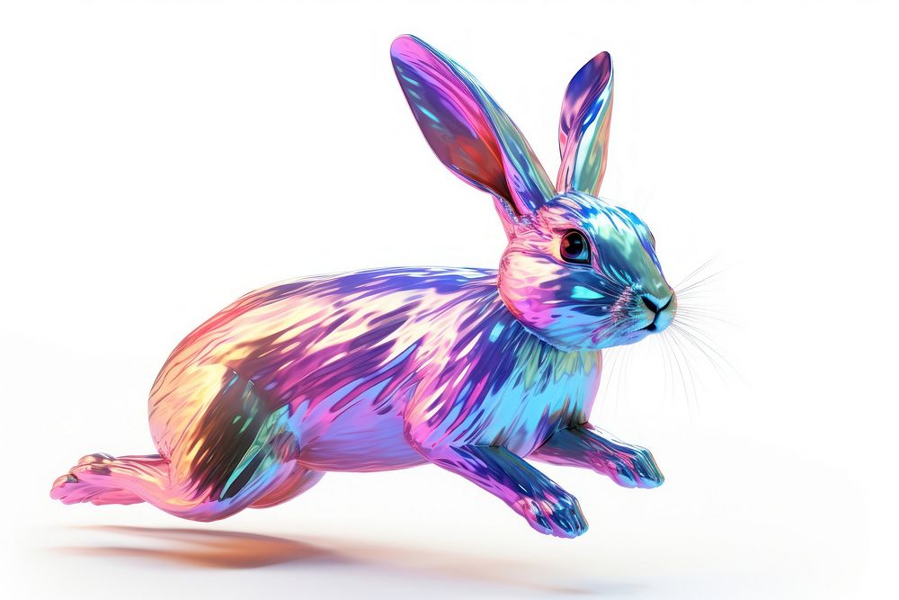 Bunny hopping iridescent animal mammal | Premium Photo Illustration ...