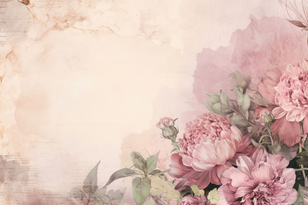Ephemera style peony border carnation | Premium Photo Illustration ...