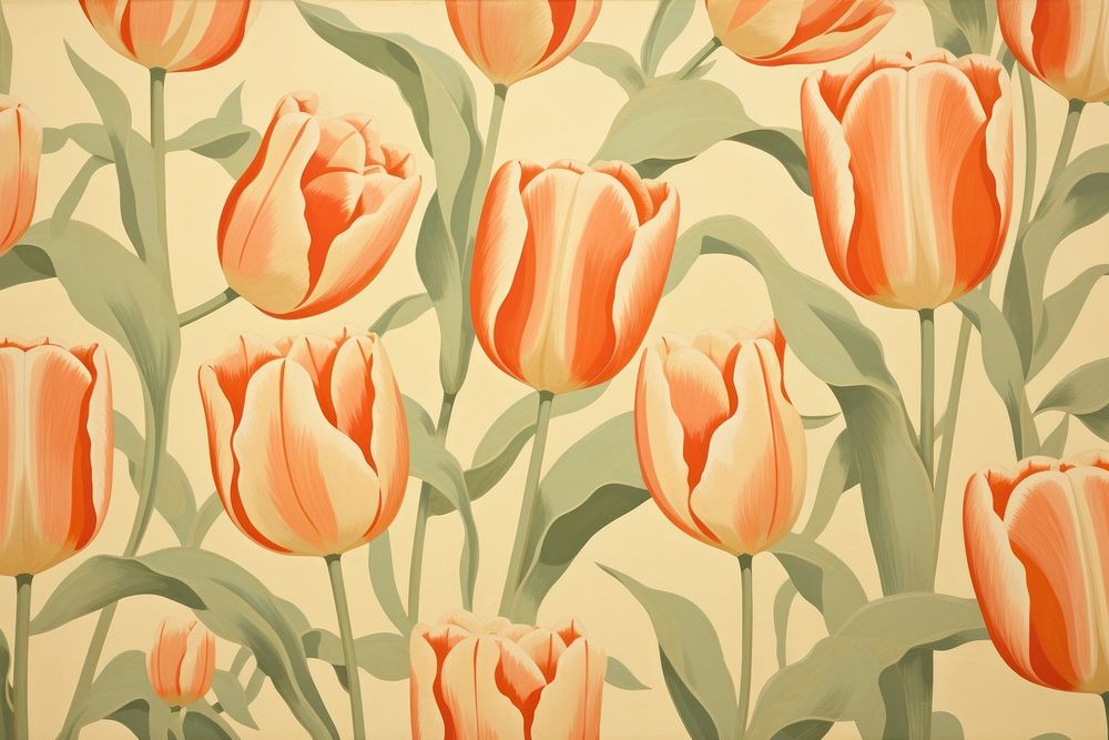 Vintage tulips print paper backgrounds | Free Photo Illustration - rawpixel