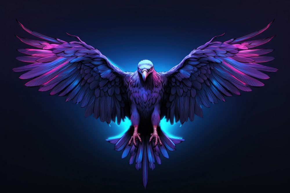 Illustration flying Vulture Neon rim | Free Photo Illustration - rawpixel