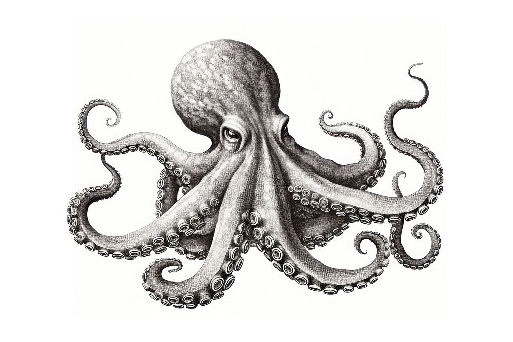 Octopus drawing animal sea. | Free Photo Illustration - rawpixel