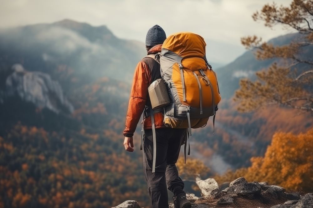 Camping backpacking landscape mountain | Free Photo - rawpixel