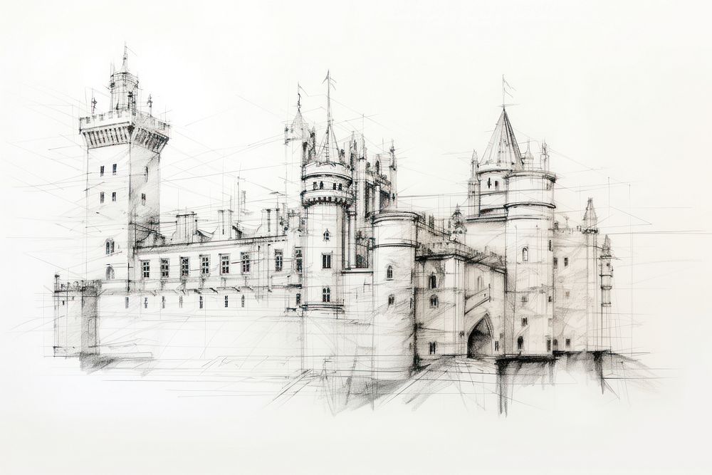 Castle drawing sketch architecture. | Free Photo Illustration - rawpixel