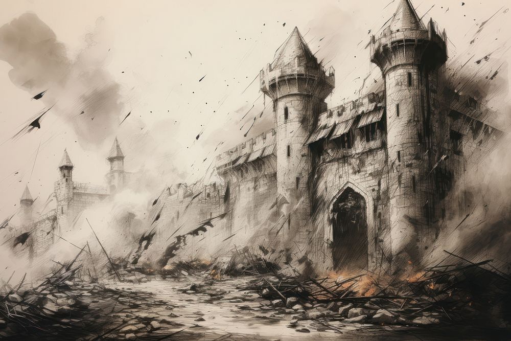 Castle architecture building drawing. | Free Photo Illustration - rawpixel