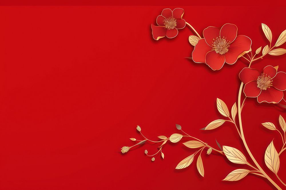 Chinese botanical celebration red backgrounds | Premium Photo ...