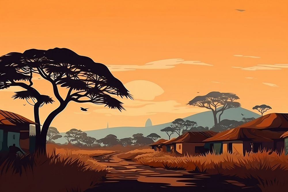 African village landscape architecture outdoors. | Premium Photo ...