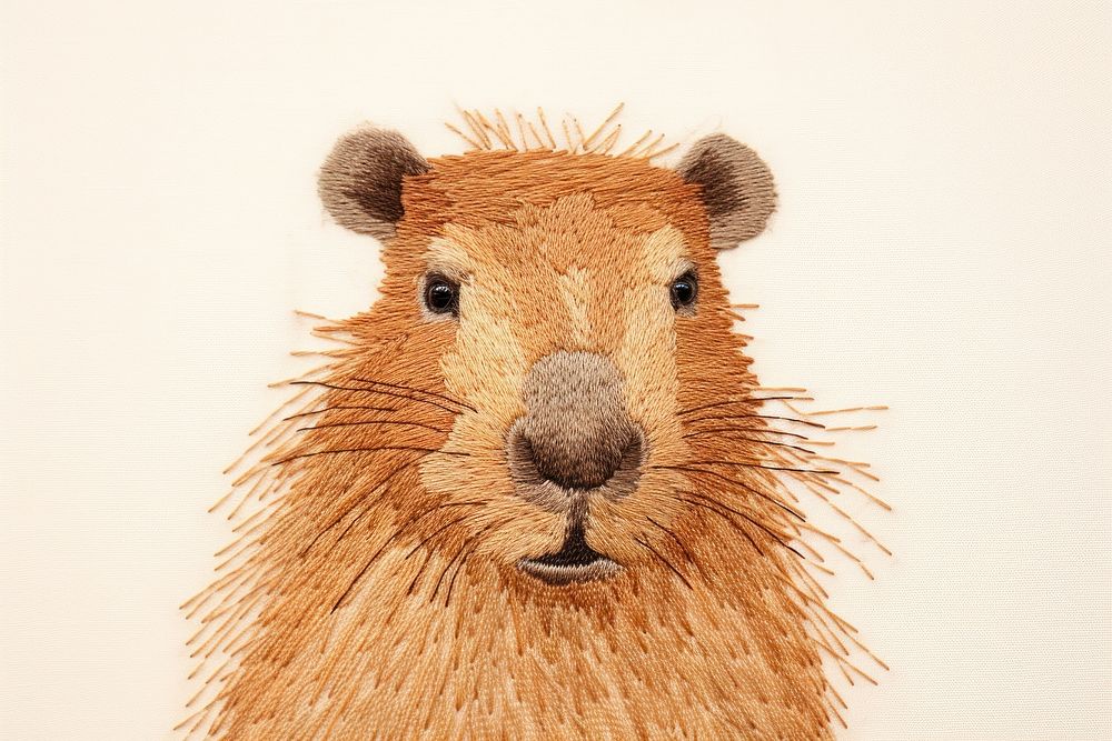 Capybara embroidery style wildlife mammal | Free Photo - rawpixel