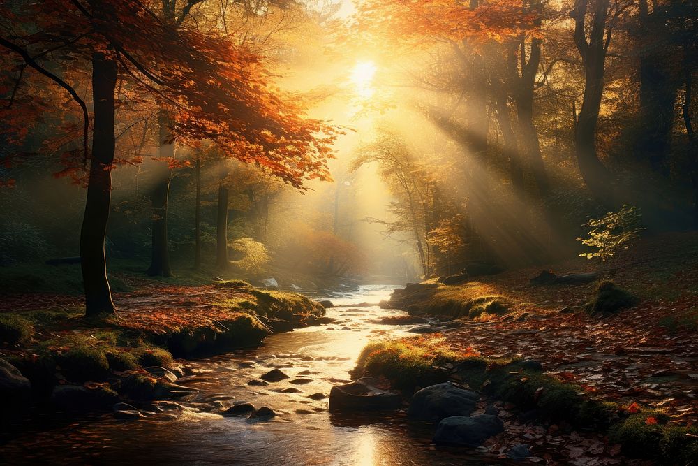 Autumn forest sunlight tree landscape | Free Photo - rawpixel