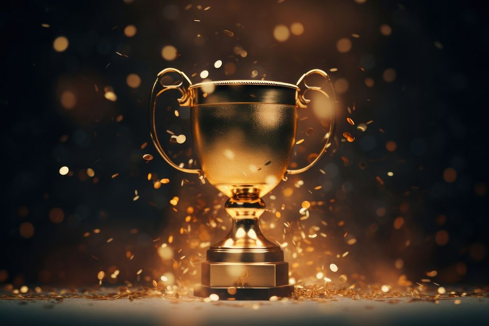Trophy gold achievement illuminated. | Premium Photo - rawpixel