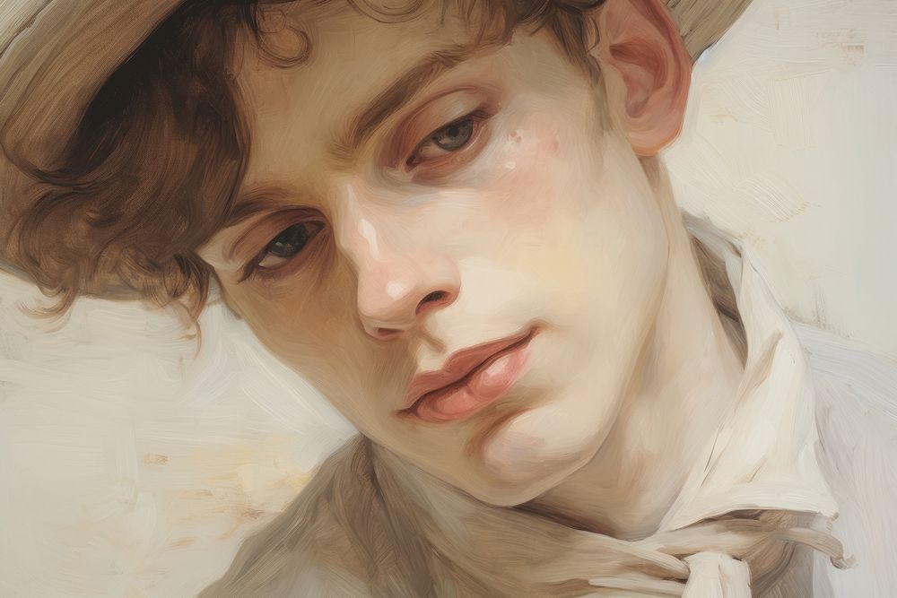 Men painting portrait art. | Free Photo Illustration - rawpixel