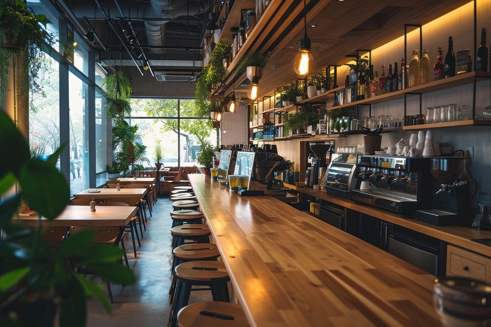 Cafe bar architecture illuminated. | Free Photo - rawpixel