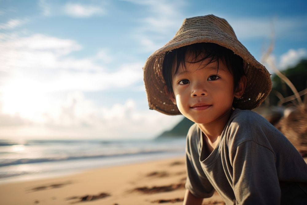 Thai kid beach portrait outdoors. | Premium Photo - rawpixel