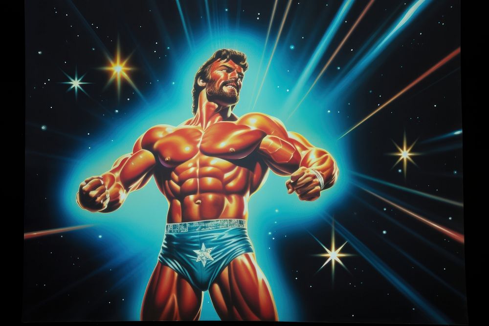 Flexing muscles star man representation. | Premium Photo Illustration ...