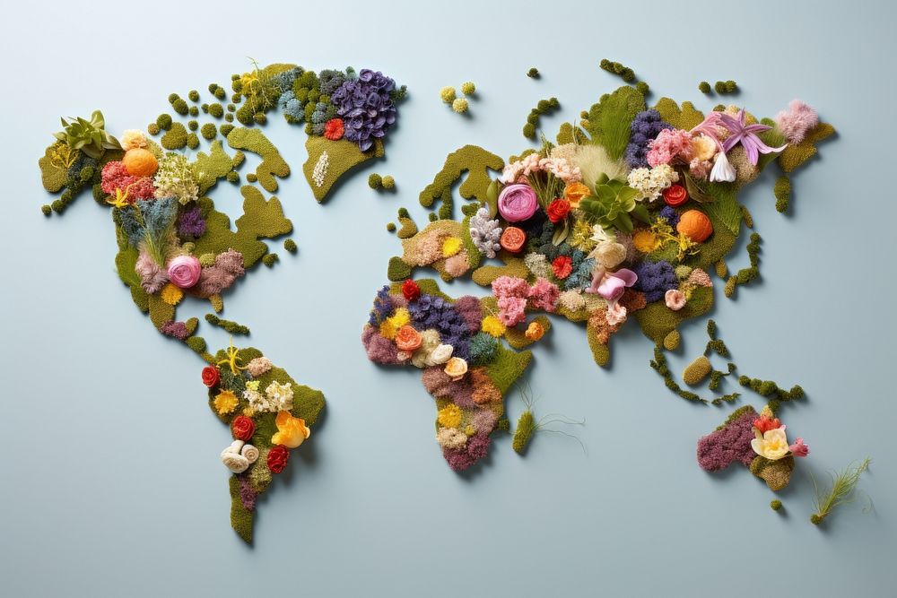 World map flower plant leaf. | Free Photo - rawpixel