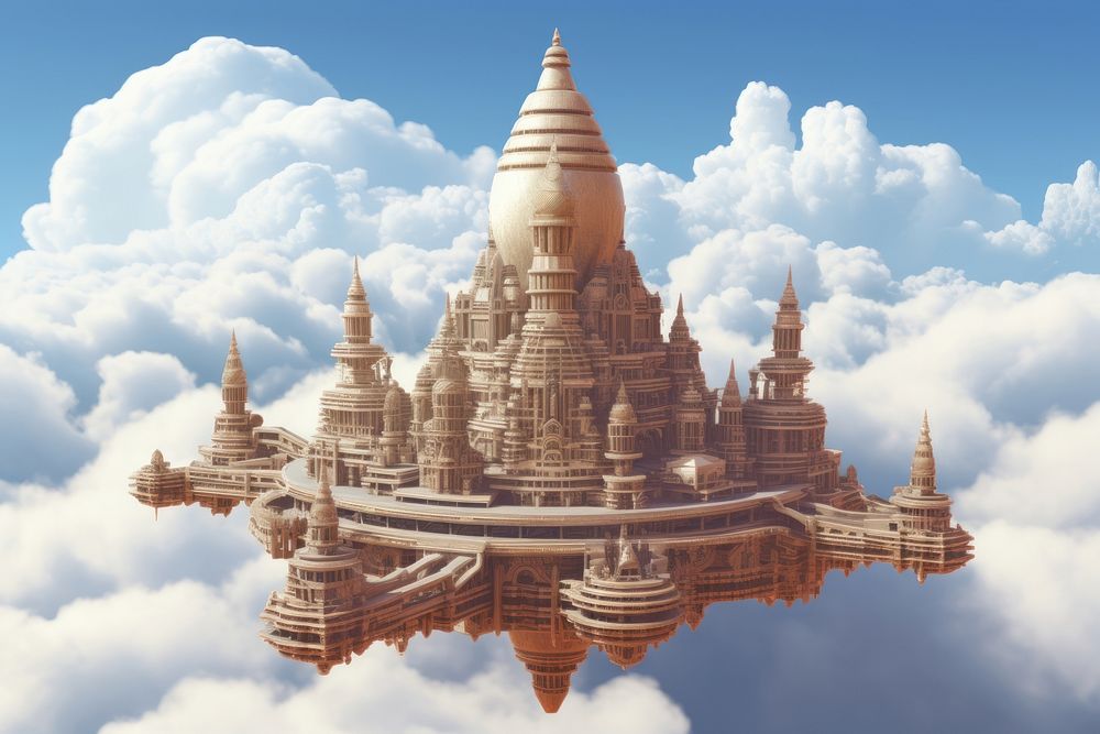 Floating civilization sky architecture landscape | Free Photo ...