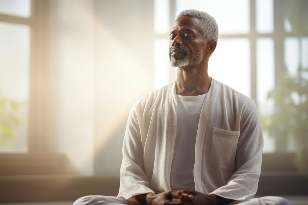Mature guy meditating adult contemplation | Free Photo - rawpixel