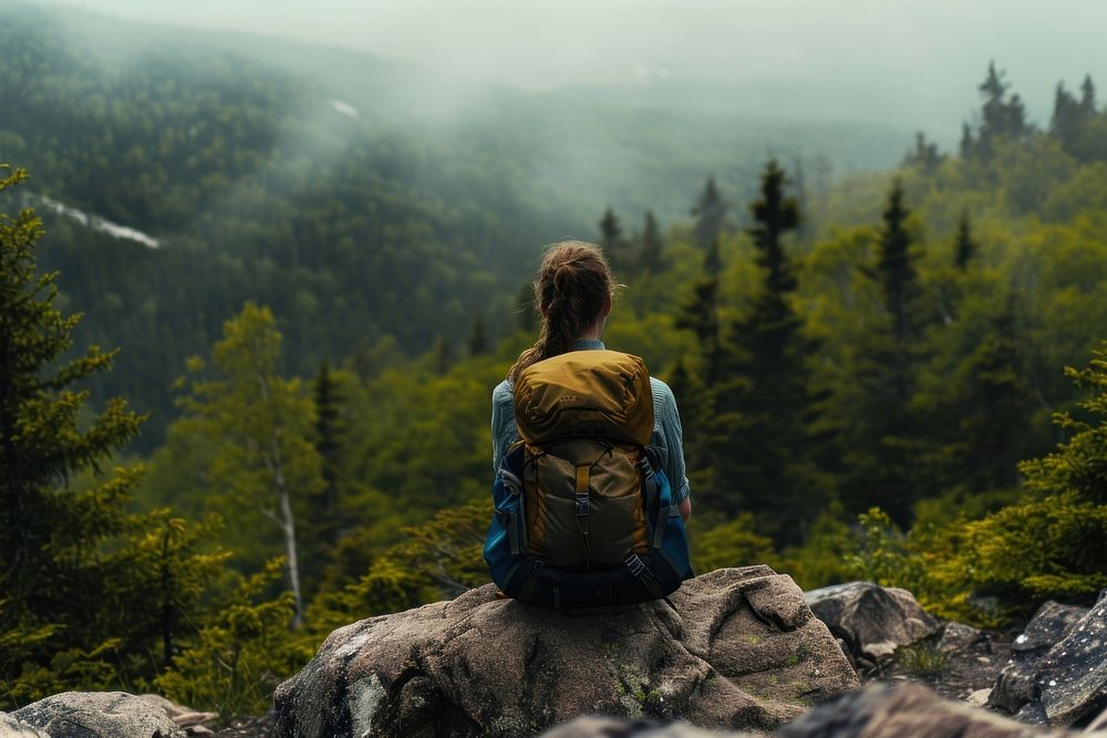 Hiker landscape backpack sitting. | Free Photo - rawpixel