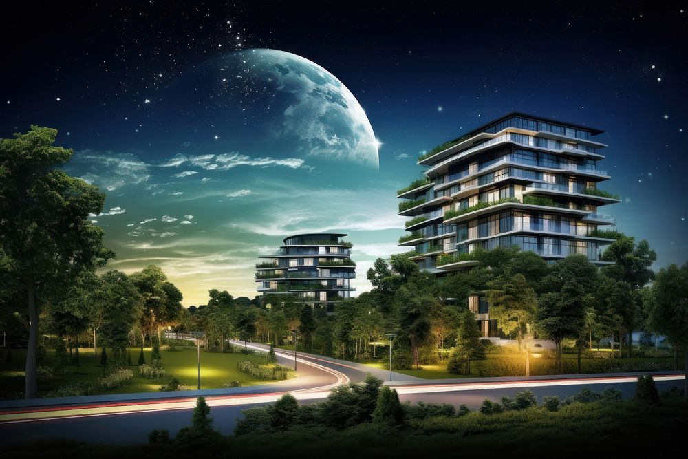 City building moon architecture astronomy. | Free Photo - rawpixel