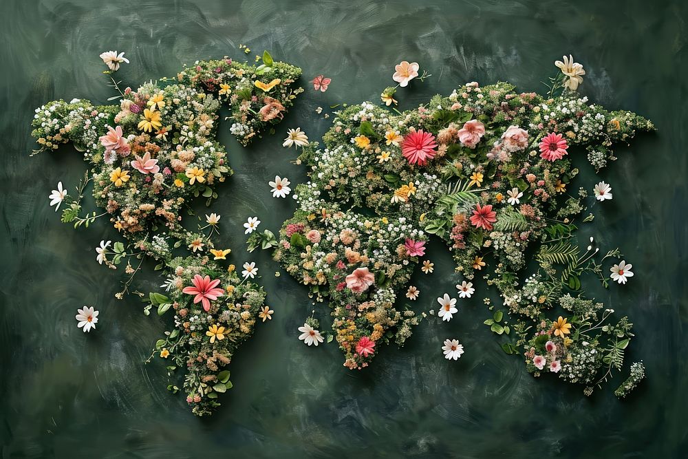 Floral world map pattern flower | Free Photo - rawpixel