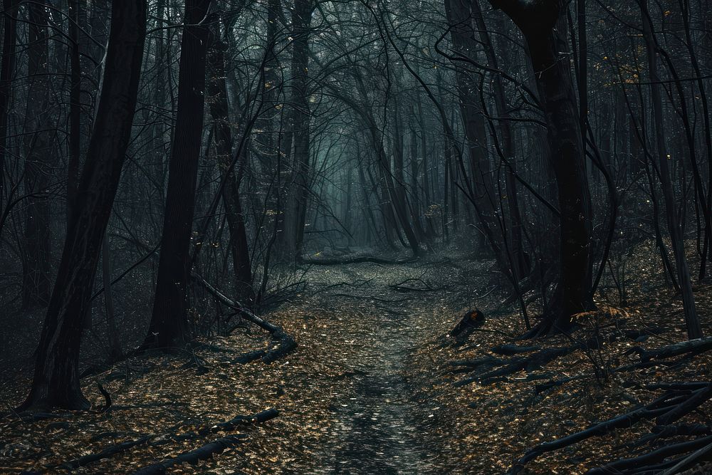 Spooky forest woodland outdoors spooky. | Premium Photo - rawpixel