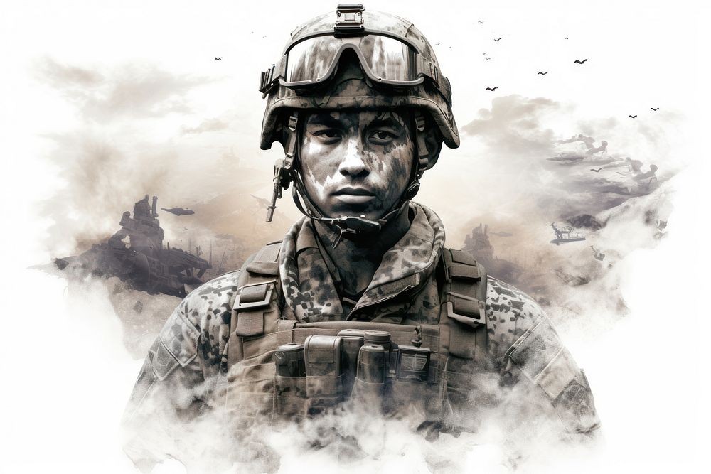 Double exposure photography asia soldier | Free Photo Illustration ...