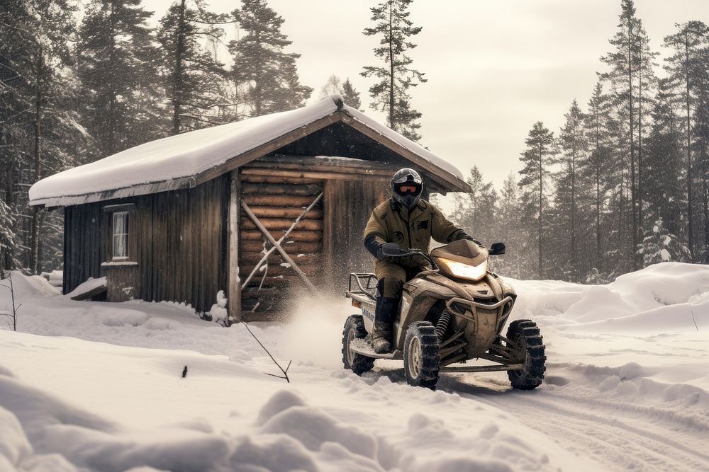 Man snowmobile architecture building outdoors. | Free Photo - rawpixel