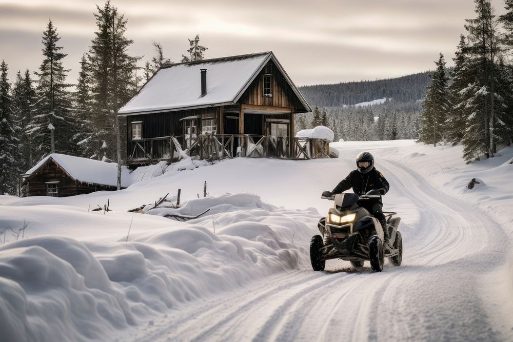 Man snowmobile architecture motorcycle building. | Premium Photo - rawpixel