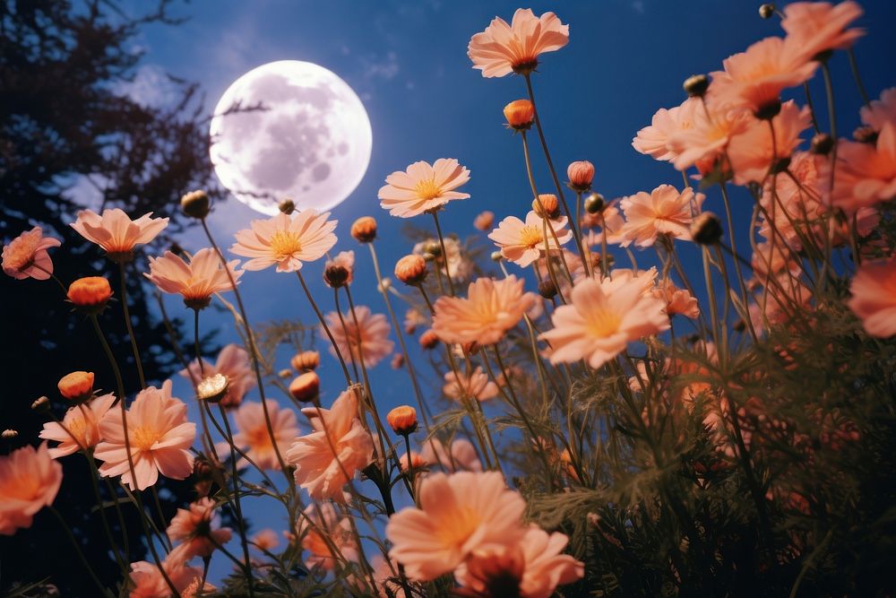 Full moon flowers astronomy outdoors | Premium Photo - rawpixel