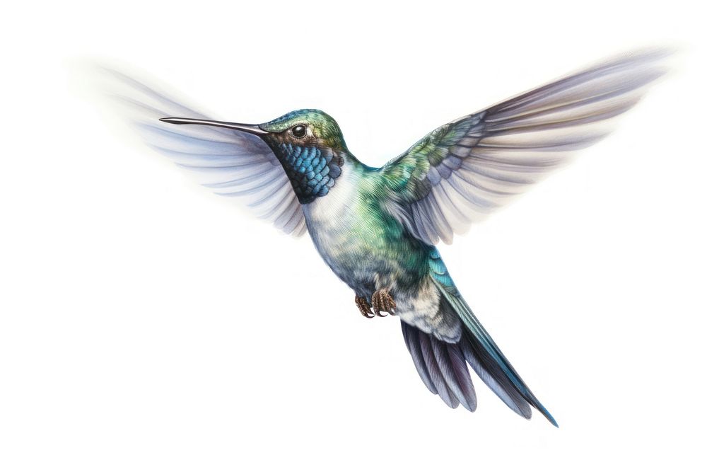 Hummingbird flying animal white background | Premium Photo Illustration ...