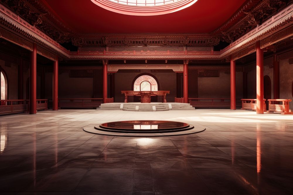 Chinese temple ballroom flooring architecture | Free Photo - rawpixel