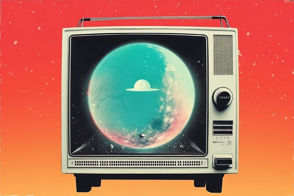 Collage Retro television astronomy electronics | Premium Photo ...