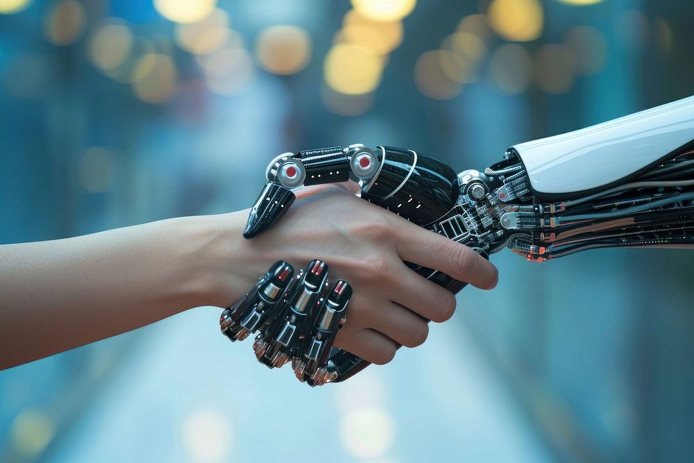 Artificial intelligence hand handshake finger. | Premium Photo ...