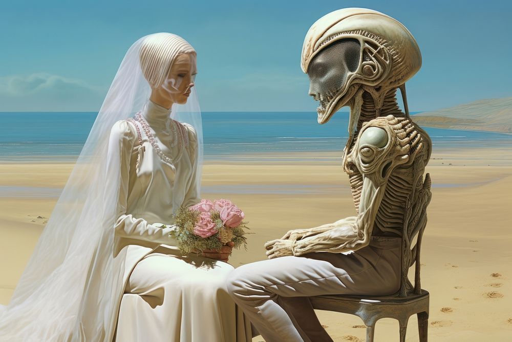 Alien wedding beach adult sky | Free Photo Illustration - rawpixel