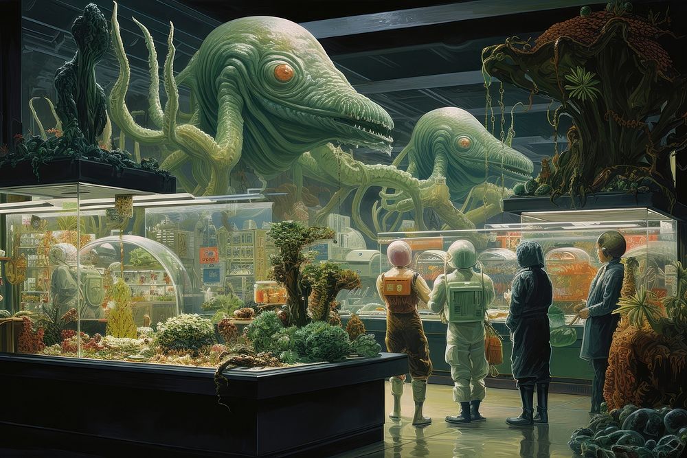 Aliens Super market architecture wildlife | Premium Photo Illustration ...