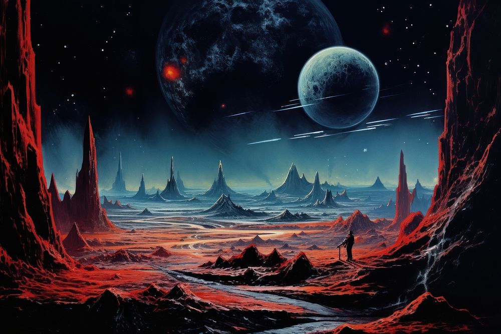 Jupiter landscape astronomy mountain | Free Photo Illustration - rawpixel