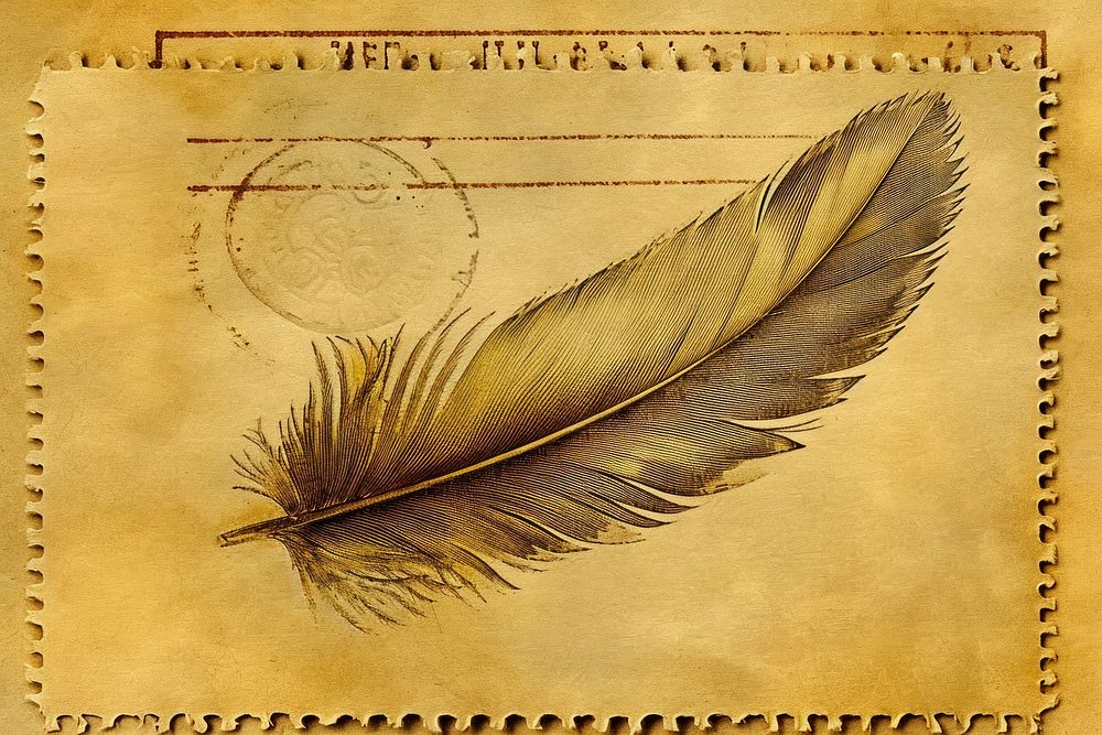 Vintage postage stamp feather backgrounds | Free Photo Illustration ...
