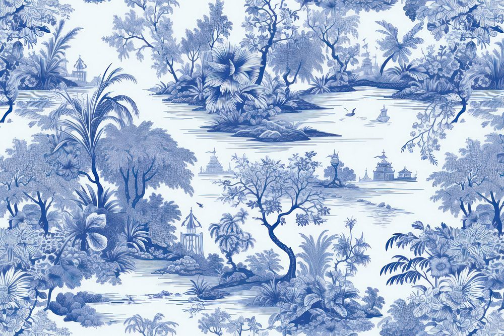 Tropical wallpaper landscape pattern | Free Photo Illustration - rawpixel
