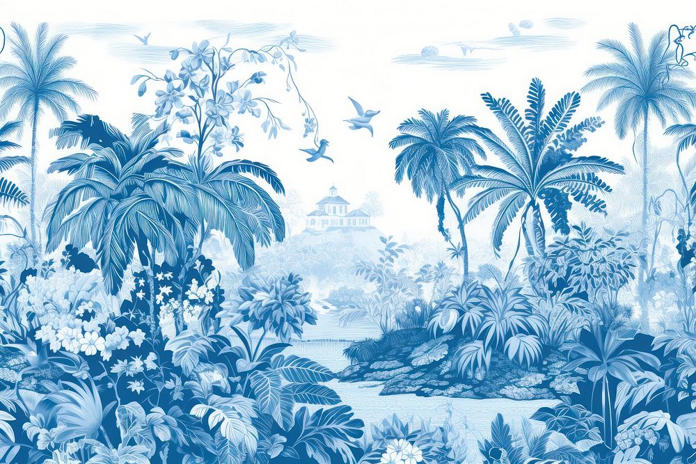 Tropical landscape outdoors pattern. | Premium Photo Illustration ...