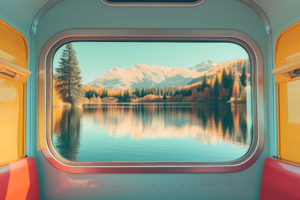 Train interior window lake view | Free Photo Illustration - rawpixel