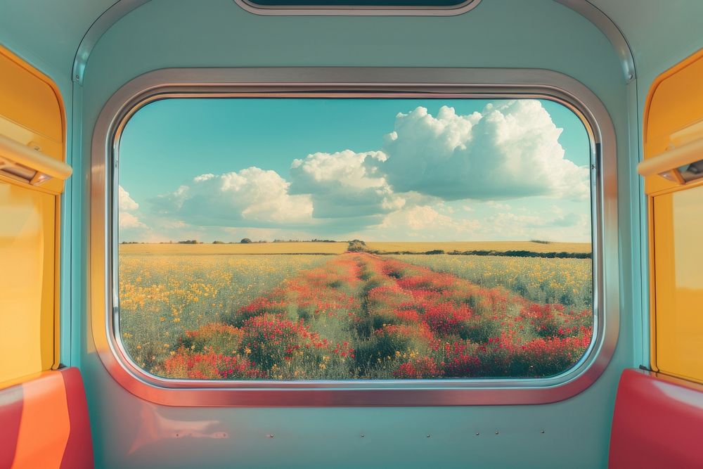 Train interior window nature outdoors | Premium Photo Illustration ...