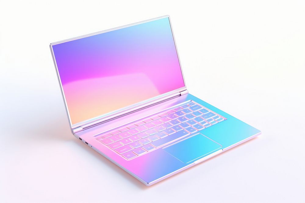 Iridescent laptop computer white background | Premium Photo ...