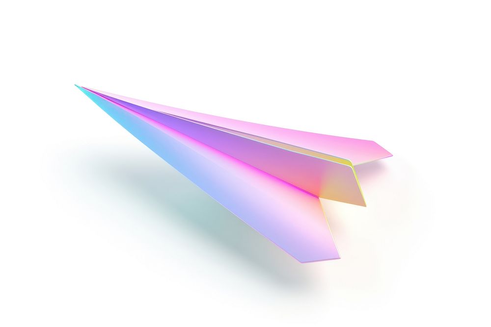 Iridescent paper plane white background | Premium Photo Illustration ...