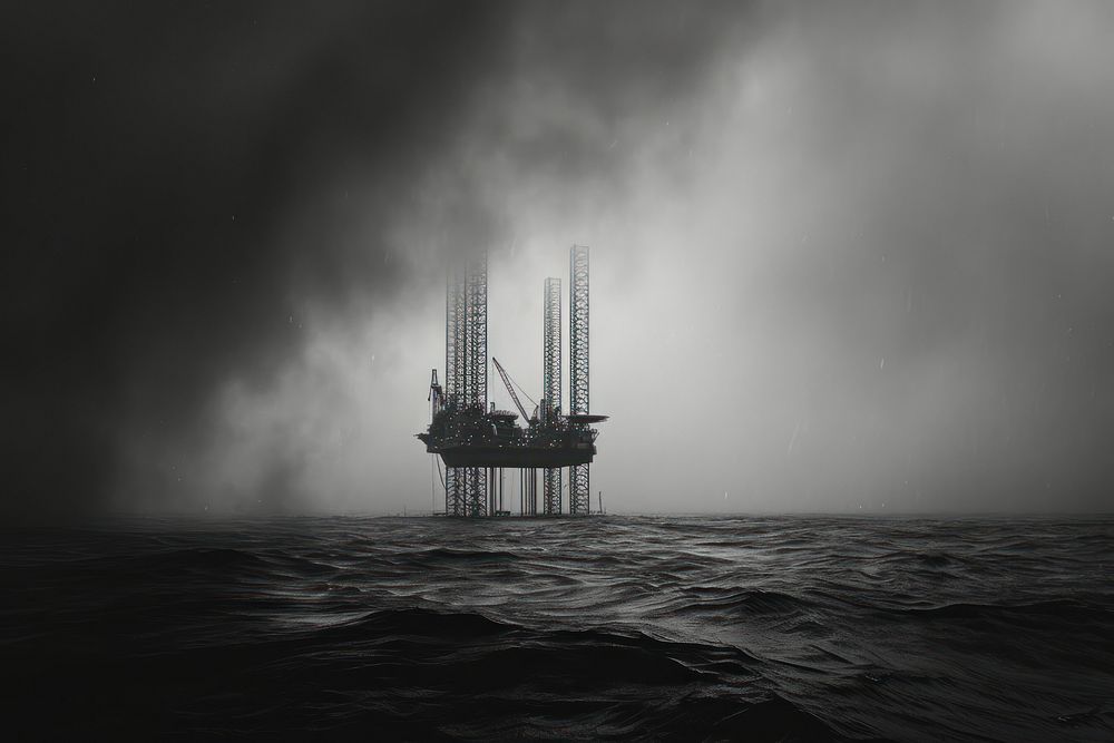 Oil rig monochrome outdoors construction. | Free Photo - rawpixel